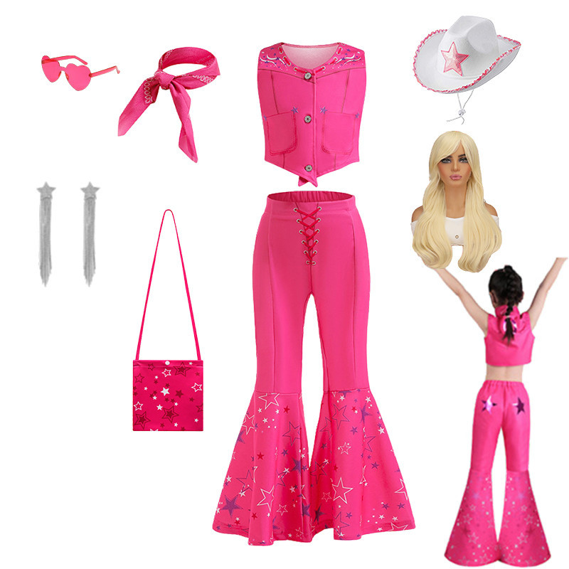 Disney Barbi Movie Kids Girl 3 Pcs Pink Barbie Suit Cosplay Costume ...