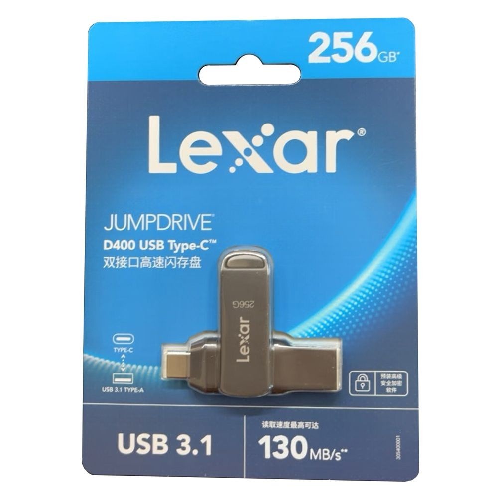 Lexar JumpDrive Dual Drive D400 256GB USB 3.1 Type-C/A Flash Drive (R: 130MB/s), LJDD400256G ...