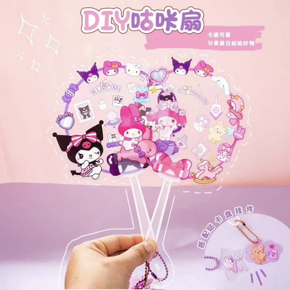 Kawaii Sanrio Guka Fan Cartoon Cinnamoroll Kuromi Melody Sticker DIY ...