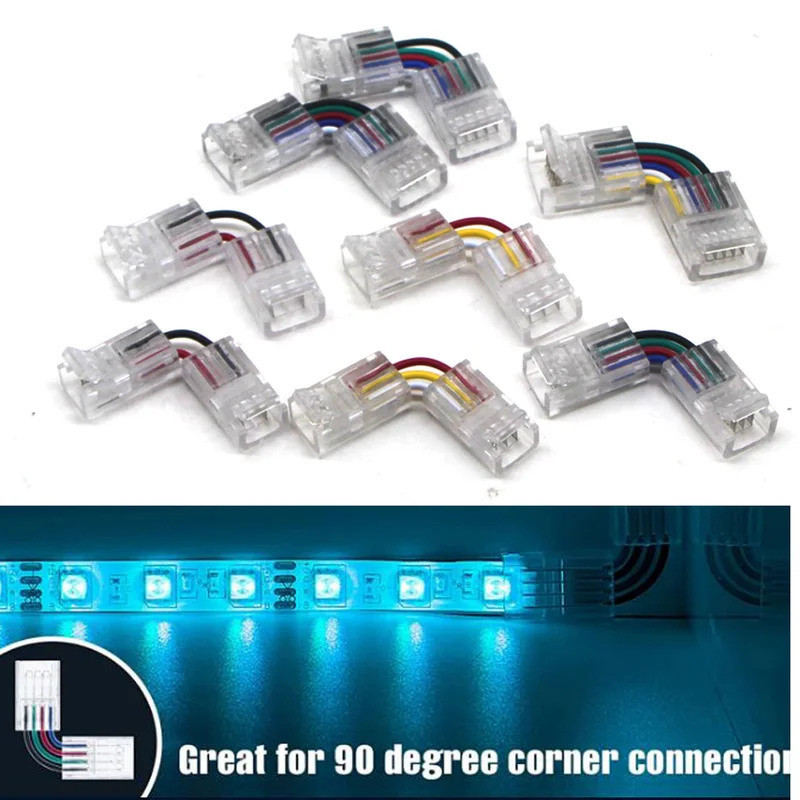 L Shape 2/4/5/6 Pin Connectors Angle Adjustable LED Strip Connector For ...
