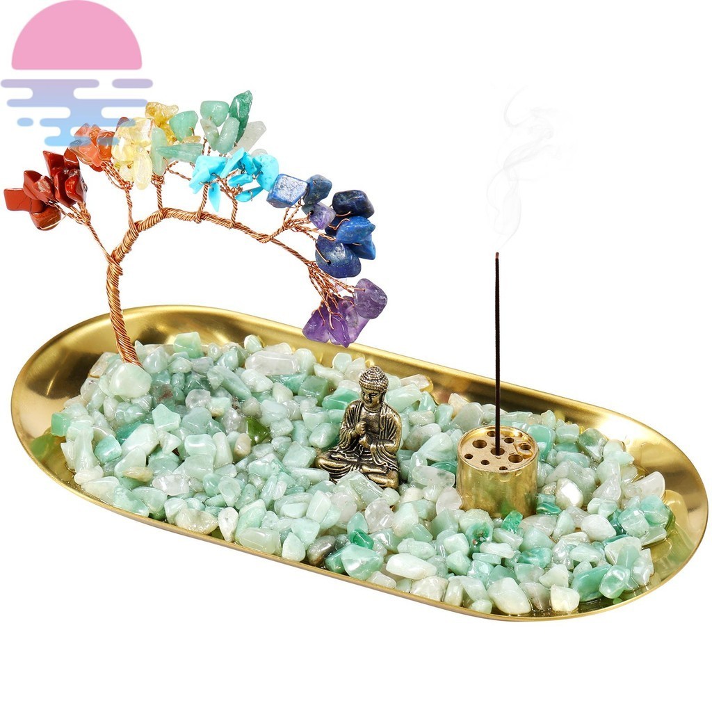 Tree and Buddha Decor Buddha Statue with Crystal Tree Energy Balance ...