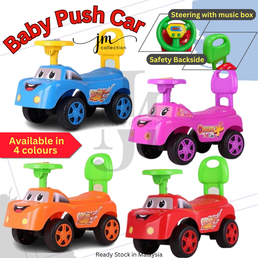 Ready Stock !!! 4 Wheels Ride On Toy Car With Music, kids Push Car ...