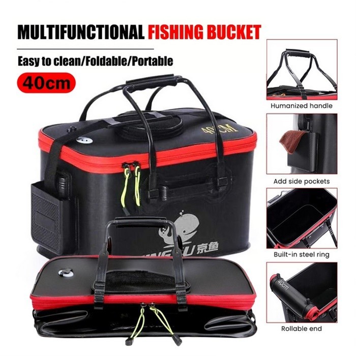Portable EVA Fishing Bucket Bag - Durable & Collapsible/Kotak Pancing ...