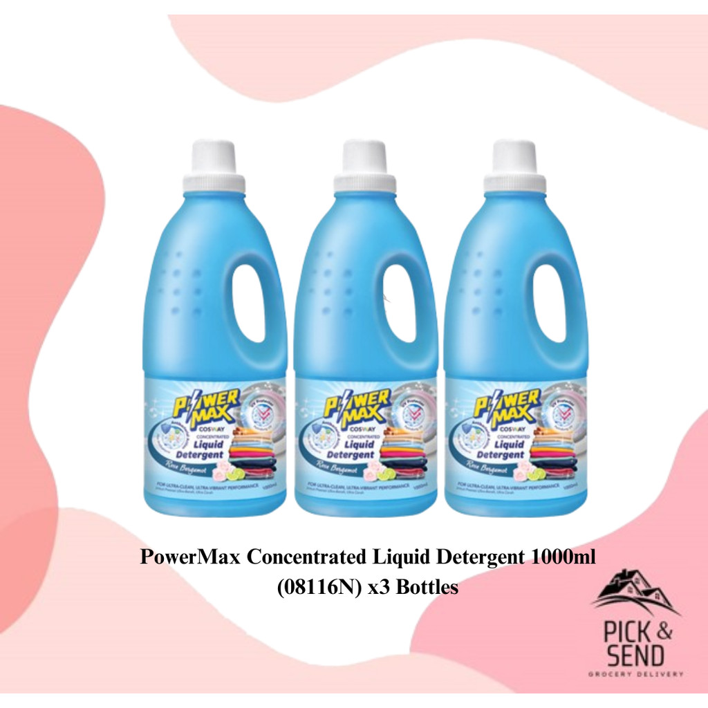 PowerMax Concentrated Liquid Detergent / Sabun pencuci pakaian 1000ml ...
