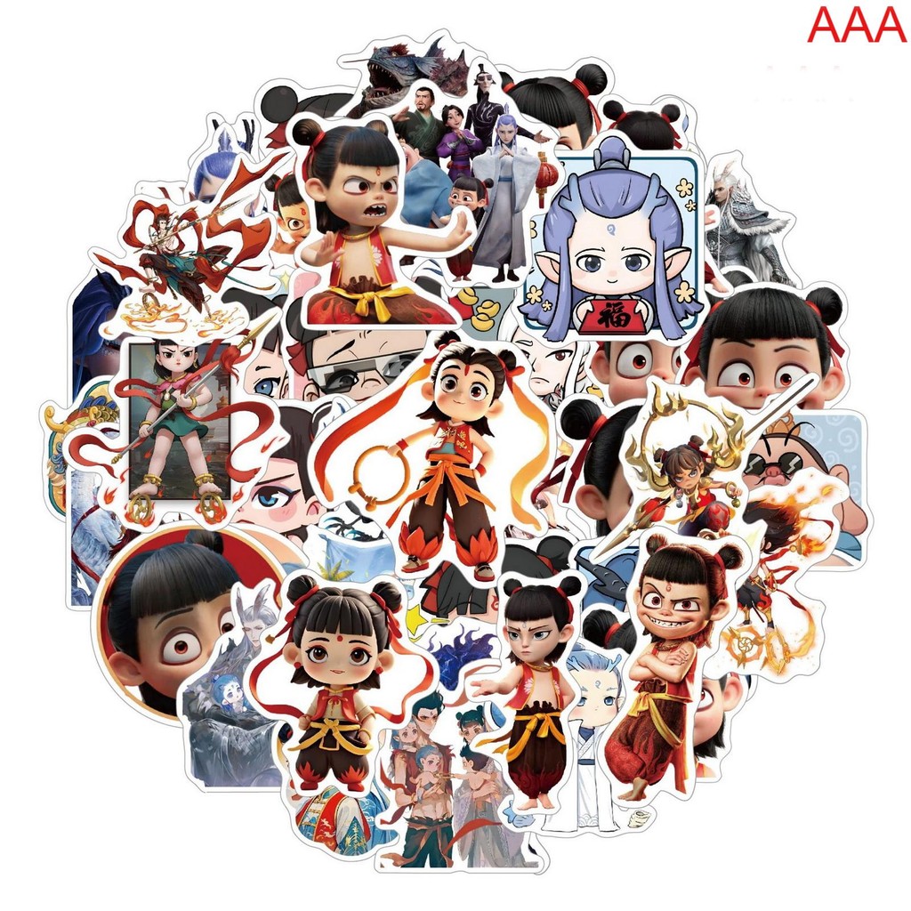 50PCS Nezha Cartoon Stickers Anime Character Stickers Hand Ledger ...