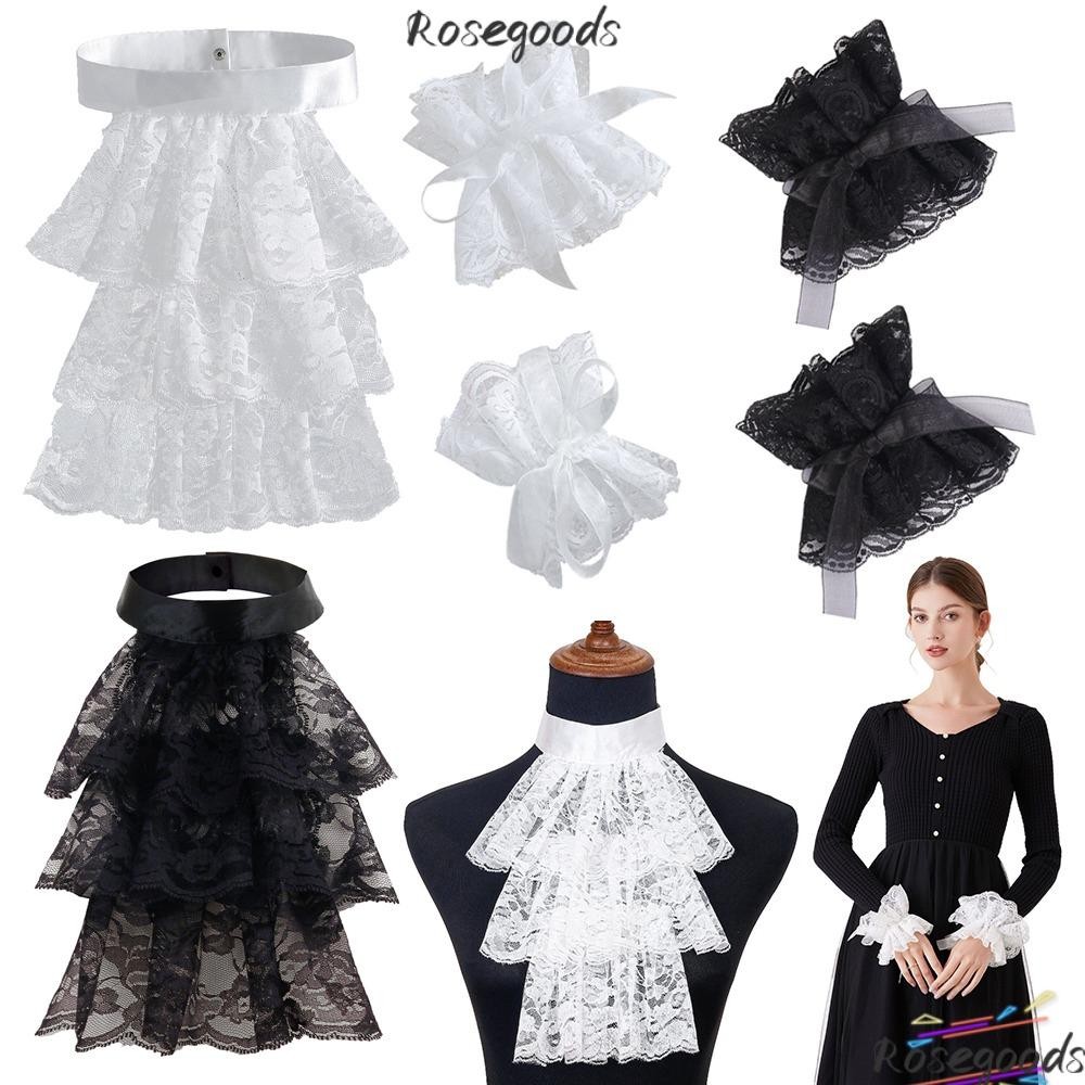 ROSEGOODS Lace Jabot Collar, Victorian Solid Color Fake Collar, Fashion ...