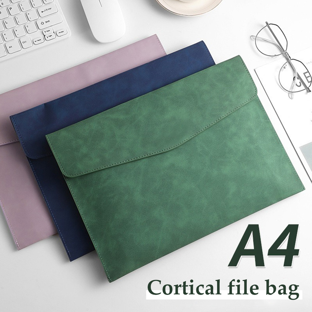 A4 Leather Document Folder File Organizer Business Briefcase Document ...