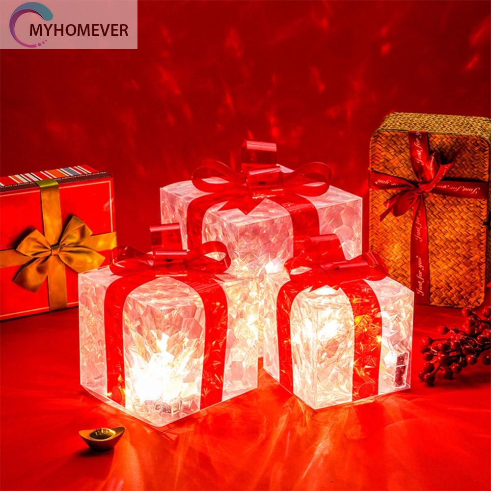 Set of 3 Christmas Lighted Gift Boxes Light Up Present Boxes Christmas ...