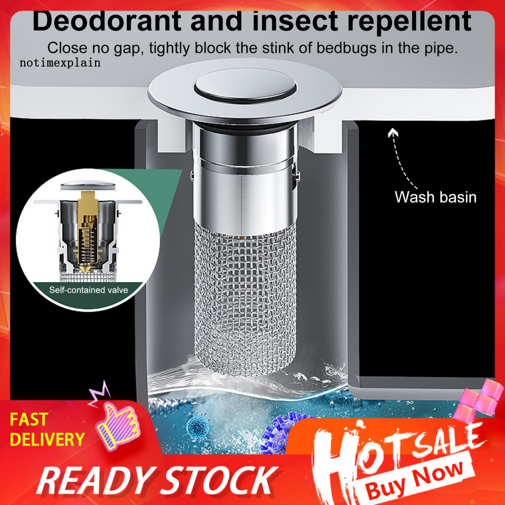 NTA Bathroom Sink Drain Filter Multi-function Drain Stopper Stainless ...