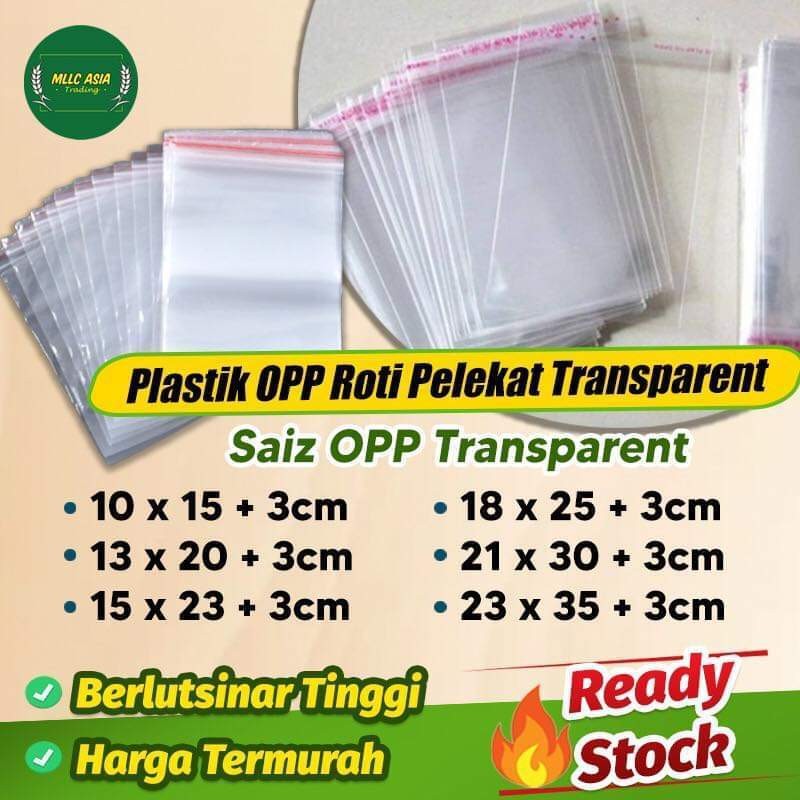 (Pelekat)(100PCS+/-)Plastic OPP Bread / Buns / Roti Packaging for ...
