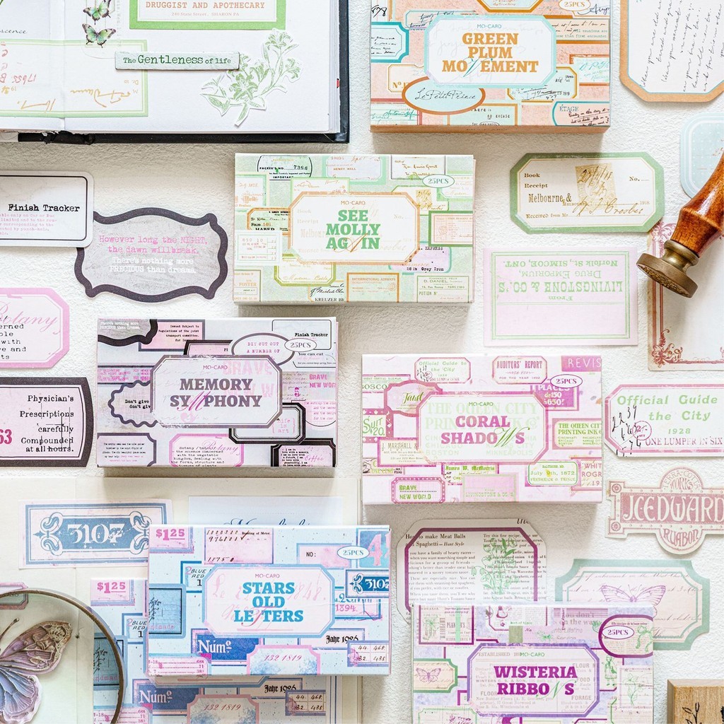 25 Pcs Vintage Label Stickers Colored Tag Aesthetic Stickers For ...
