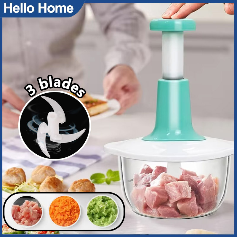 Manual Chopper Hand Press Food Processor Meat Grinder Garlic Onion ...
