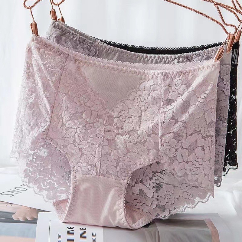 Hip Lifting Panties Narrowing Belly Antibacterial Panties Breathable Large Size High Waist Lace ...