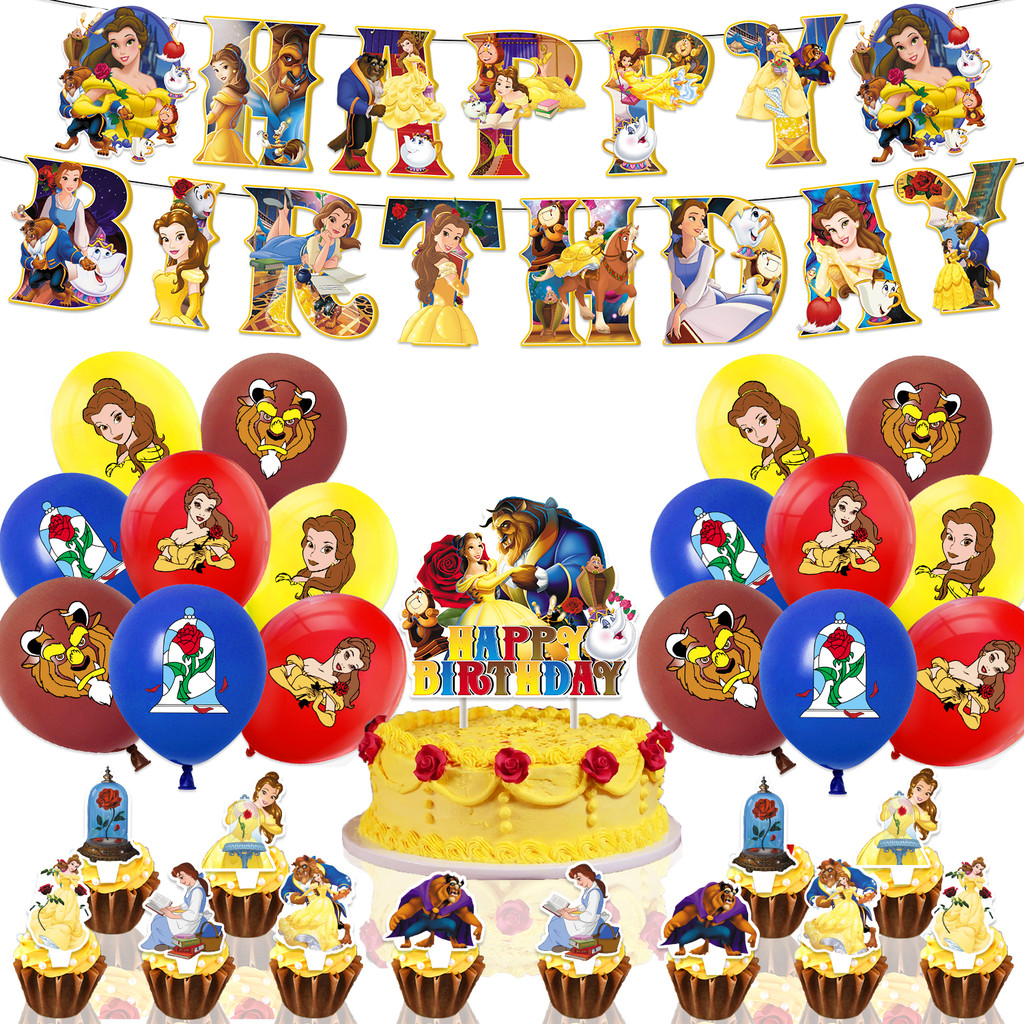 Beauty and The Beast Belle Princess Theme Birthday Party Banner Cake ...