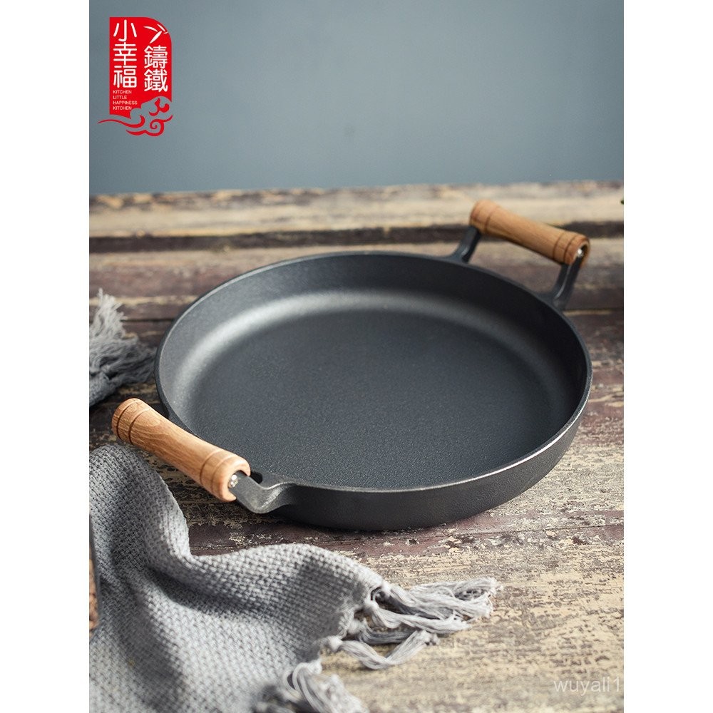 Pemegang Kayu Kuali Pancake Isi Rumah Besi Tuang Kuali Pancake Griddle ...