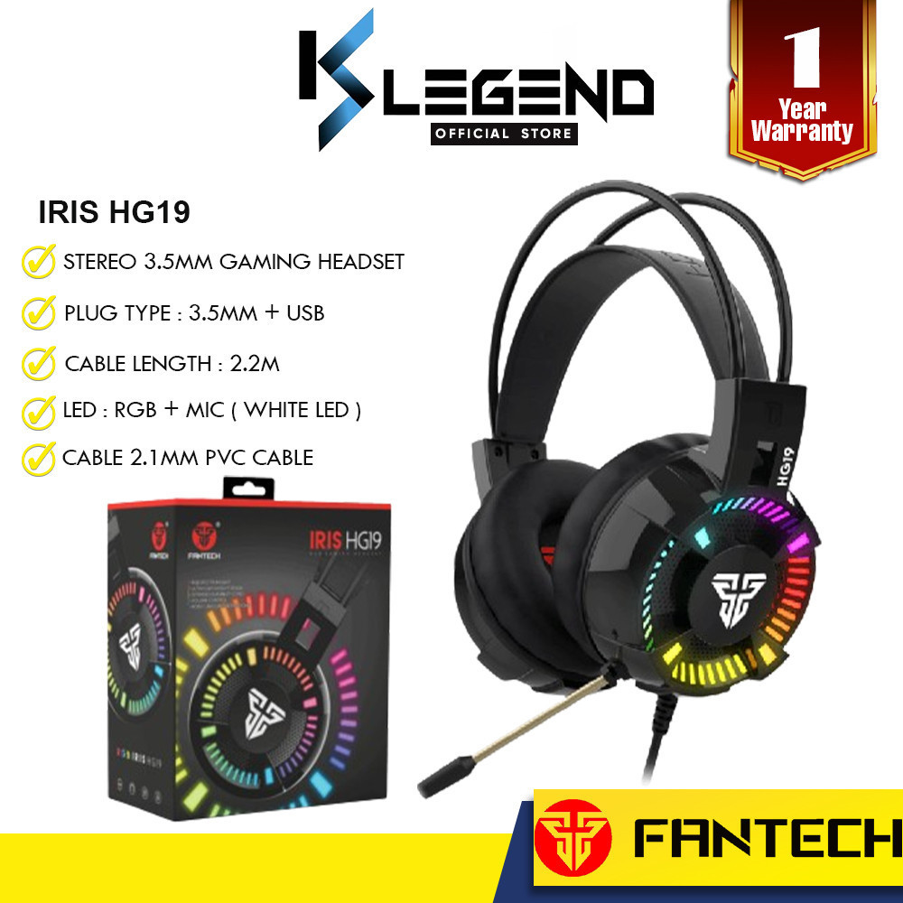 FANTECH HG19 IRIS Mid-Size Gaming Headset With Lighthing Effect Gaming ...