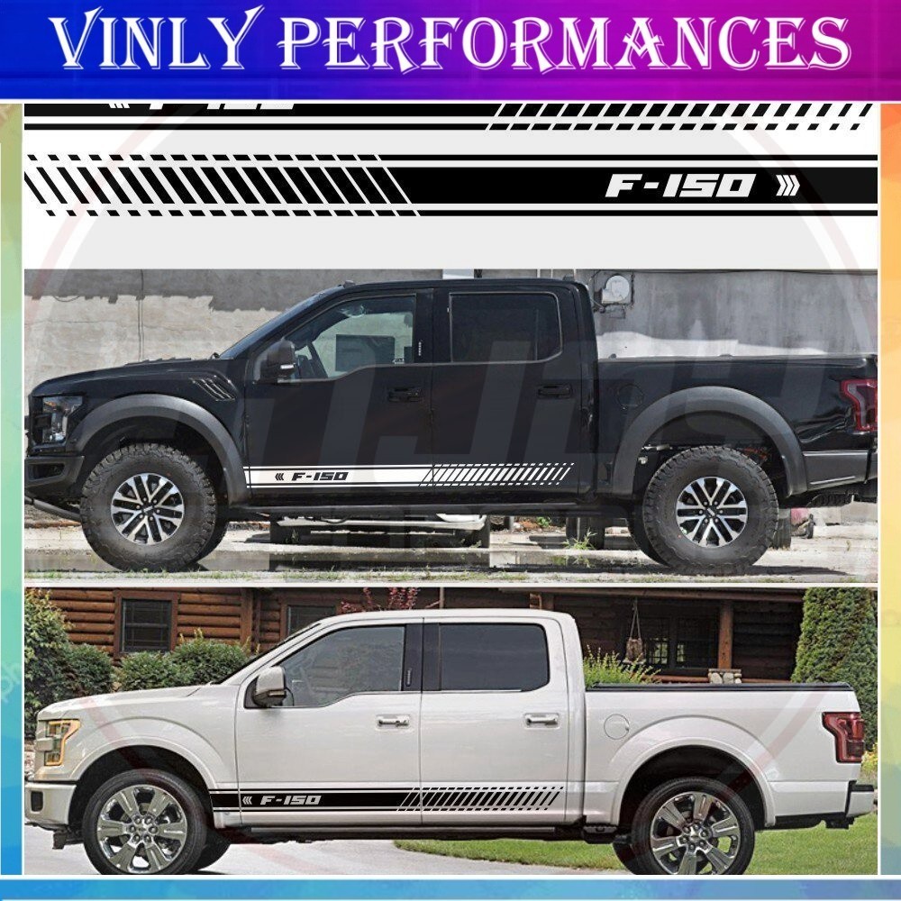 2PCS For Ford F150 F-150 Stylish Car Door Side Skirt Stickers Vinyl Body Decals Racing Stripe ...