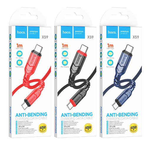 Genuine 60W HOCO X59 1M Cc Fast Charging Cable (2 TYPE C Output TYPE-C ...
