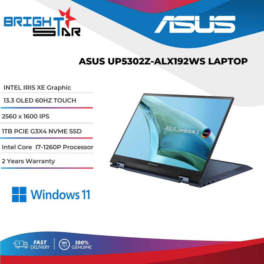 Asus ZenBook S 13 Flip UP5302ZA) (Intel i7-1260P | 16GB OB DDR5 | 1TB SSD | Intel Iris XE | 13.3 ...