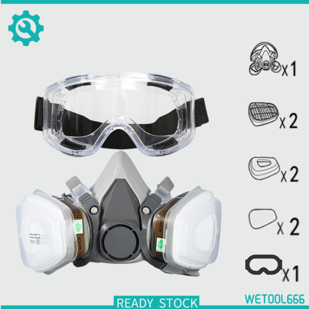 7in1 6200 N95 Grade Anti Gas Poison Mask Protection Toxic Vapor Filter ...