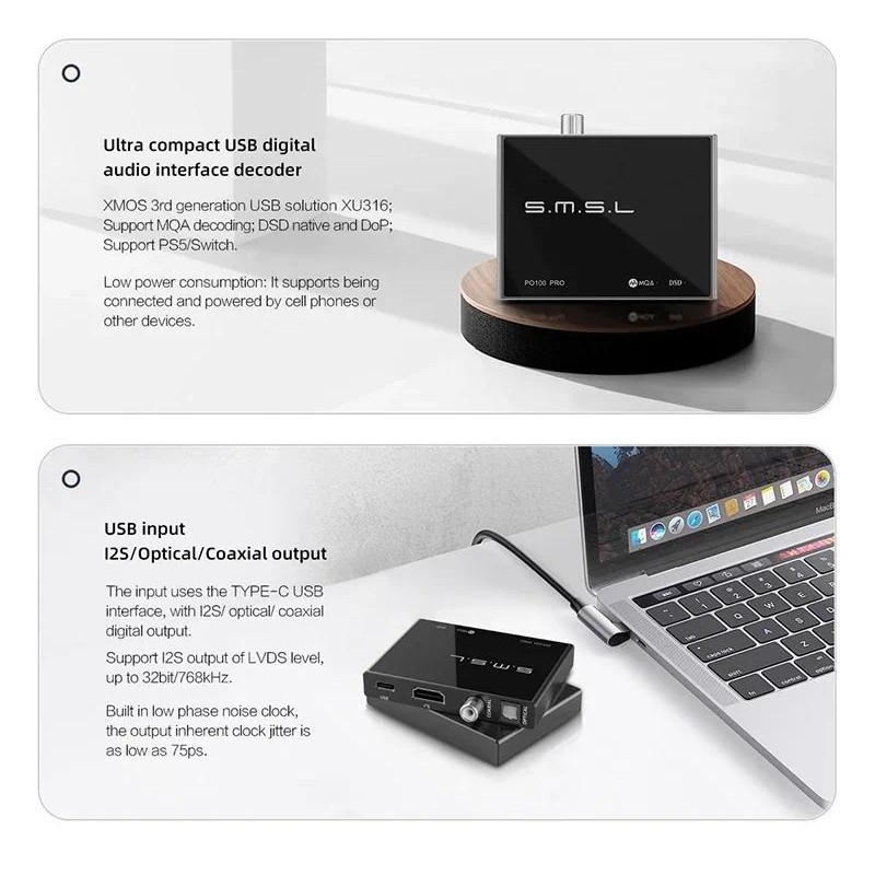 SMSL PO100 PRO USB Digital Interface MQA Decoder XOMS XU316 DSD64 ...