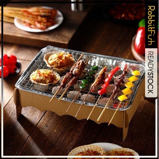 One Time Disposable BBQ Tray Grill Set With 24pcs Charcoal Disposable ...