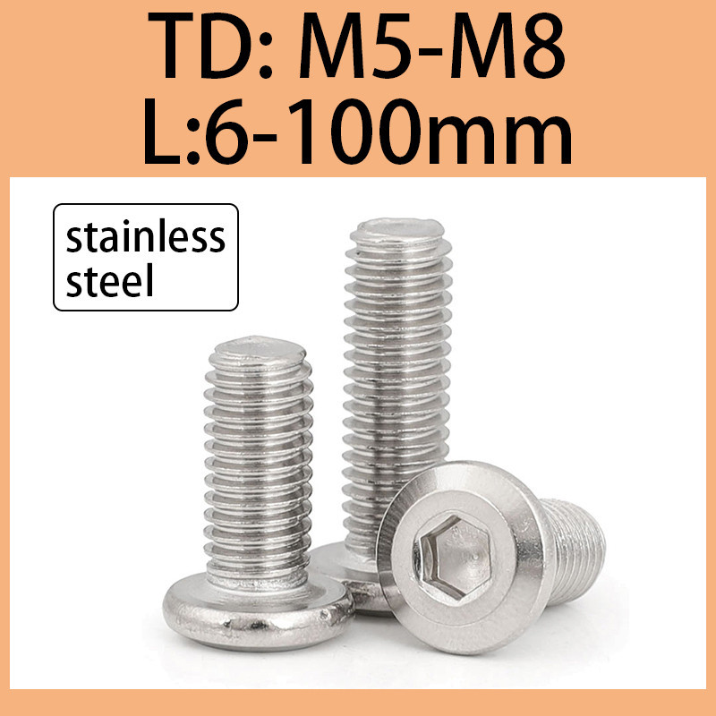 304 stainless steel inclined half round inner hexagon screw, flat head ...