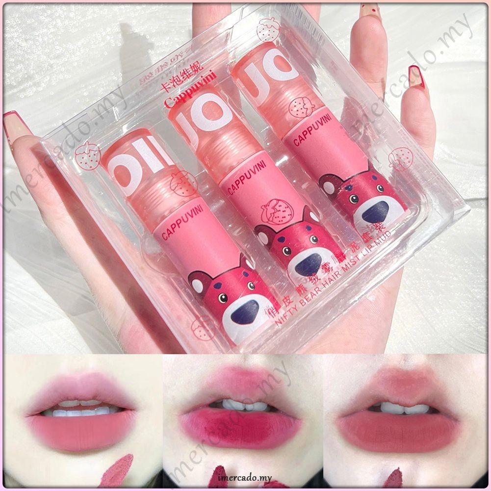 COD Cappuvini Strawberry Bear Lip Mud Matte Lip Glaze Velvet Whitening Moisturizing Lipstick ...