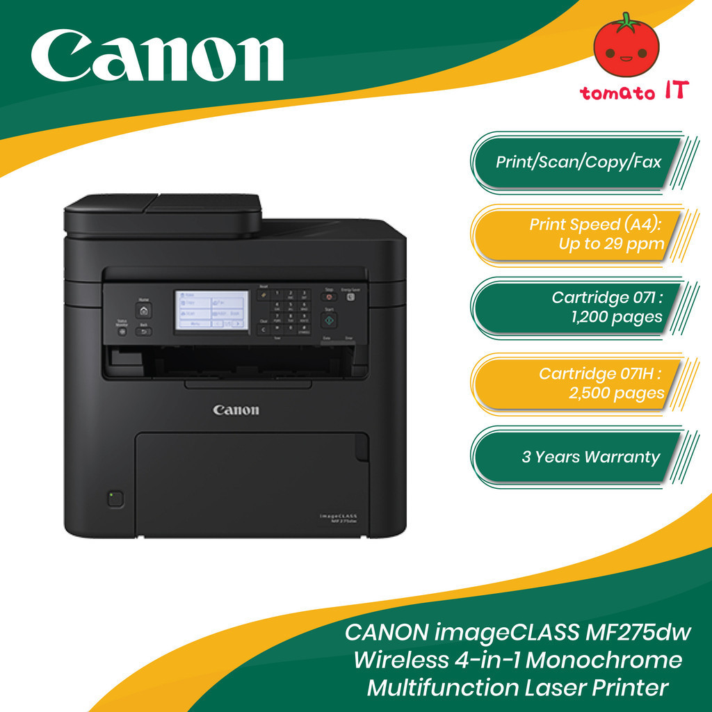 CANON imageCLASS MF275dw Wireless 4-in-1 Monochrome Multifunction Laser ...