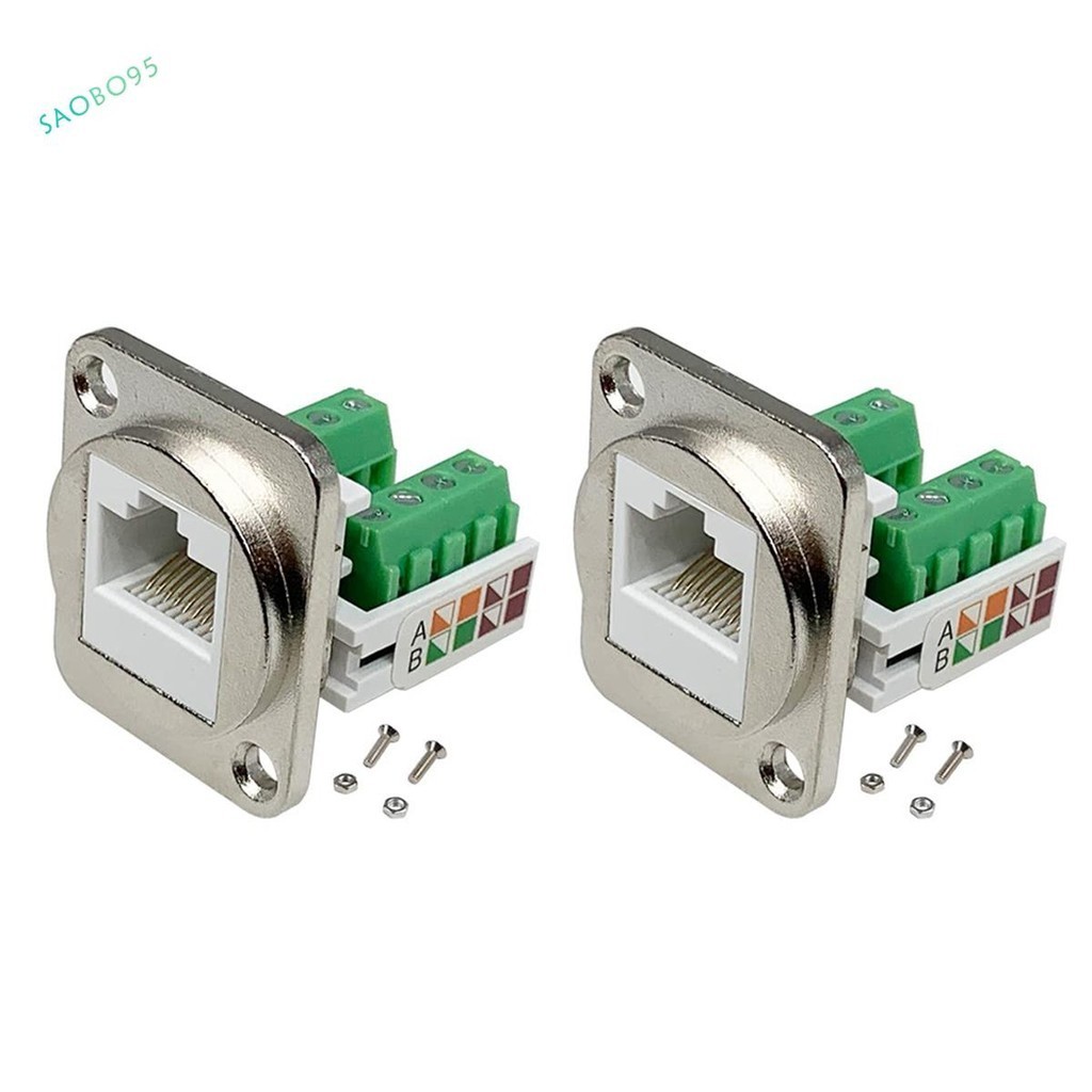 2PCS RJ45 Panel Mount Screw Terminal Adapter, RJ45/8P8C Female Panel ...