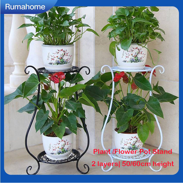 Rumahhome- 2 Tier Flower Rack Flower Pot Plant Stand Rak Bunga Tempat ...