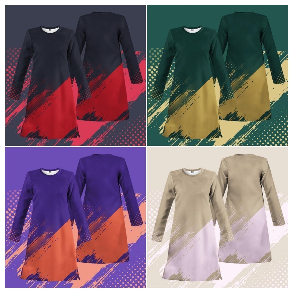 Baju Raya Perempuan 2024 Daily Muslim Sportwear Simple Muslim Dress ...