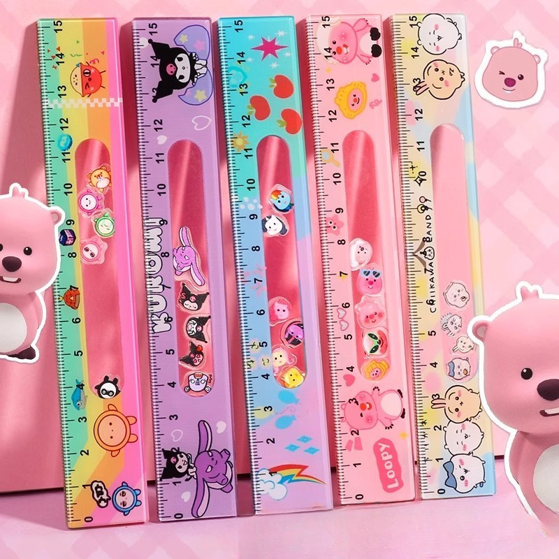 Kawaii Sanrio Stationery Ruler Cartoon Hello Kitty Kuromi My Melody ...