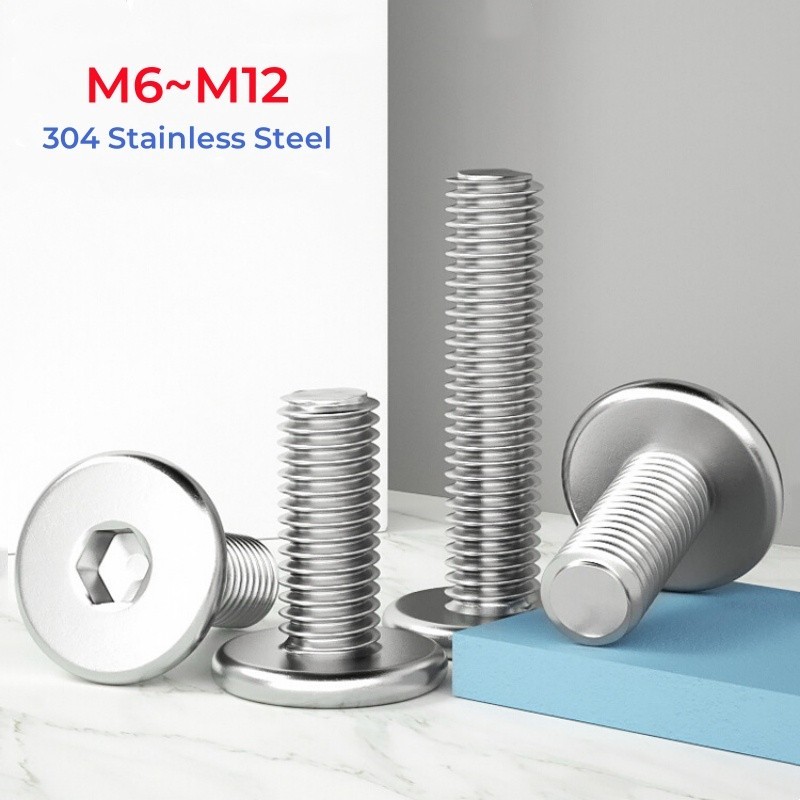 304 Stainless Steel CM Ultrathin Hex Socket Flat Wafer Head Screw M6 M8 ...