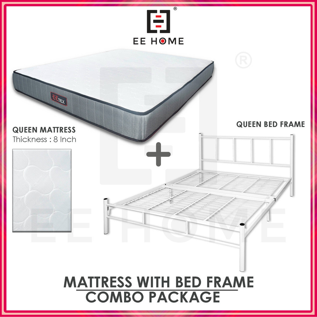 EE HOME COMBO SET Queen Bed Frame With Queen Rebonded Foam Mattress ...