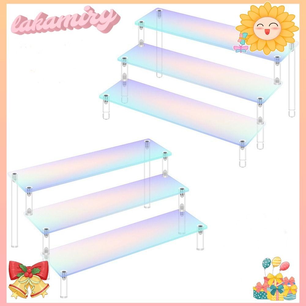 LAKAMIRY Display Risers Stand, 1-3 Tier Iridescent Display Shelf ...