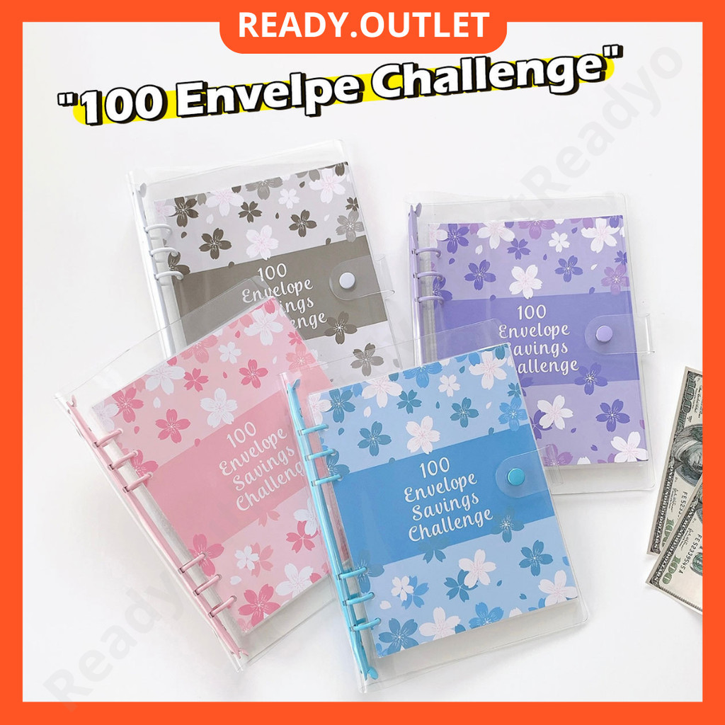 100 Envelope Challenge Binder Book A5 PVC Money Savings Envelopes ...