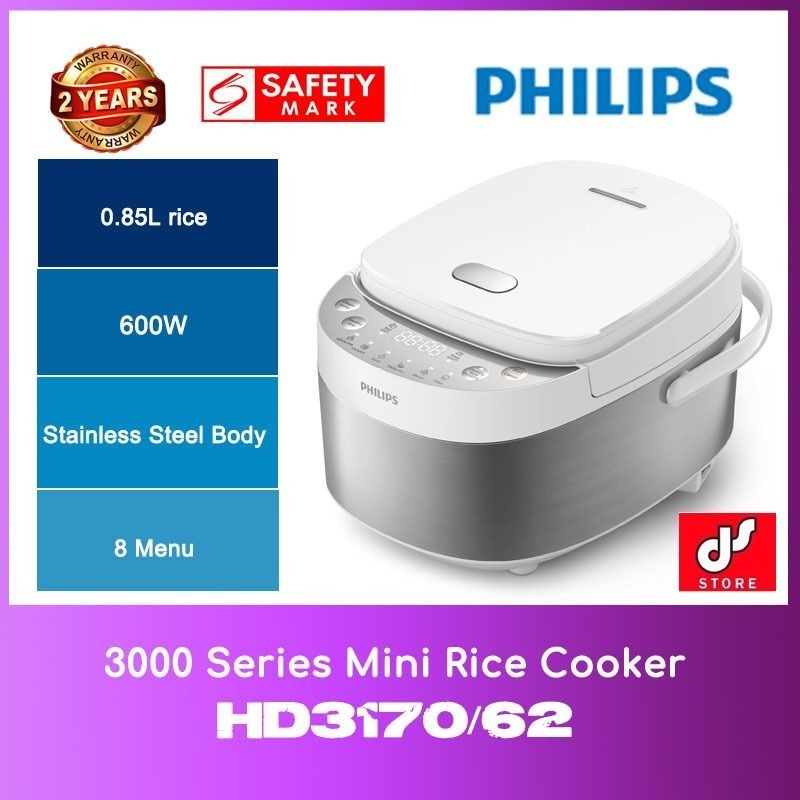 Philips HD3170/62 0.85L Rice Cooker 3000 Series Mini Rice Cooker WITH ...