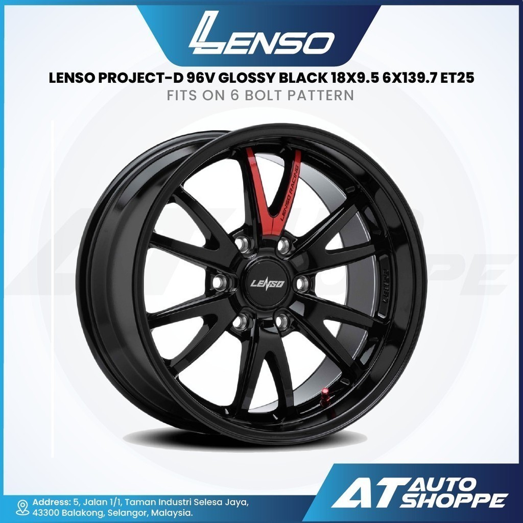 Lenso Project-D 96V - Glossy Black 18x9.5J ET25 6x139.7 (1 Piece) | Shopee Malaysia