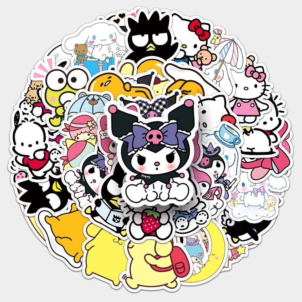 Stickers 51 Stickers Sanrio Cartoon Cute Kuromi Pudding Dog Pacha Dog ...