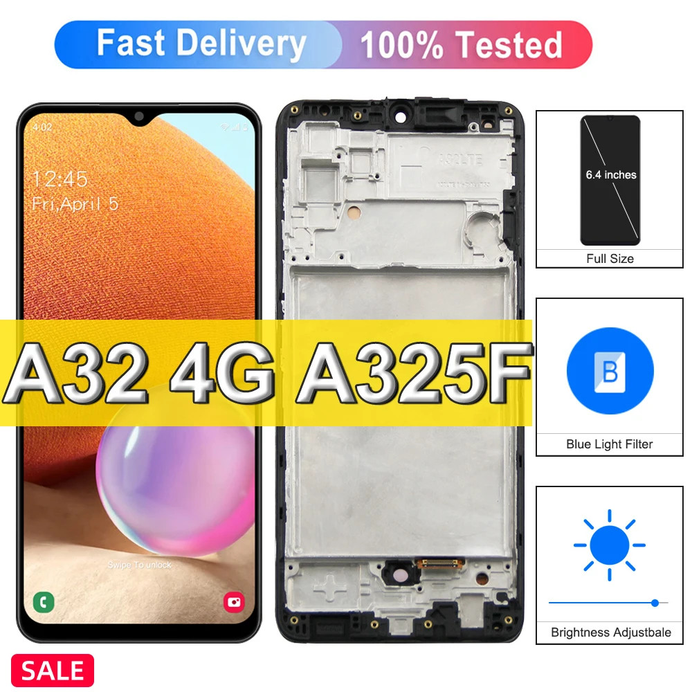 Super Amoled For Samsung Galaxy A32 A325F A325N LCD Display Touch Screen with Fingerprint,For ...