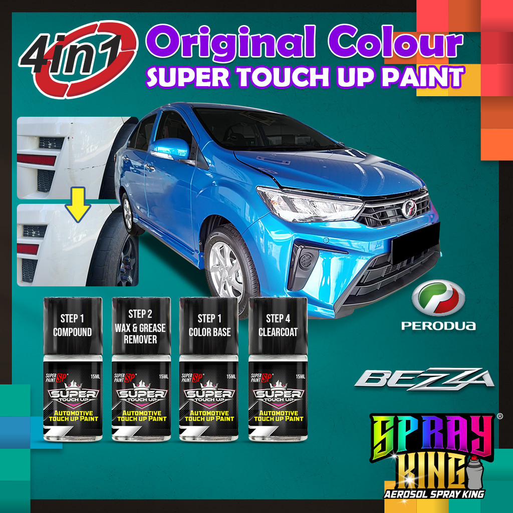 Perodua Bezza Original Touch Up Paint 4 IN 1 Combo Set for DIY Scratch ...