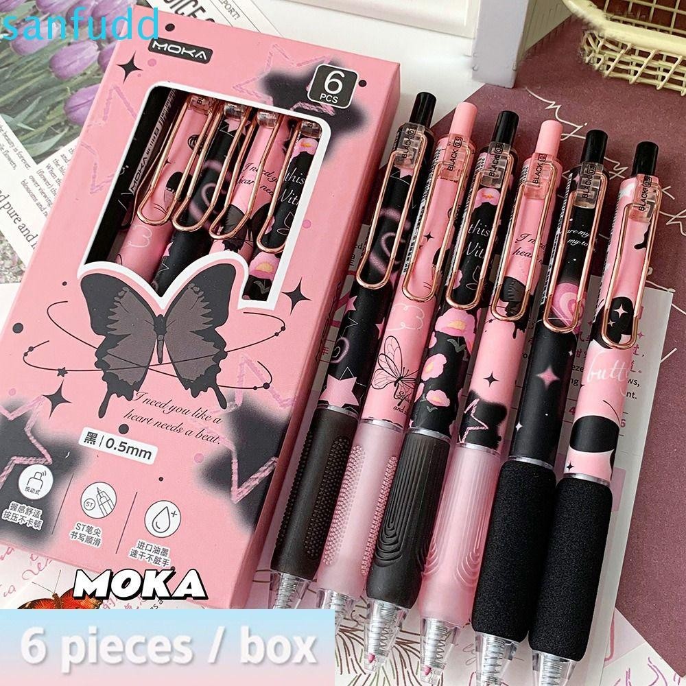 SANFUDD 6PCS Cute Press Gel Pen, Good Looking Butterfly Series 0.5mm ...