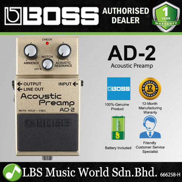 Boss AD-2 Acoustic Preamp Guitar Effect Pedal Foot Switch Processor ...