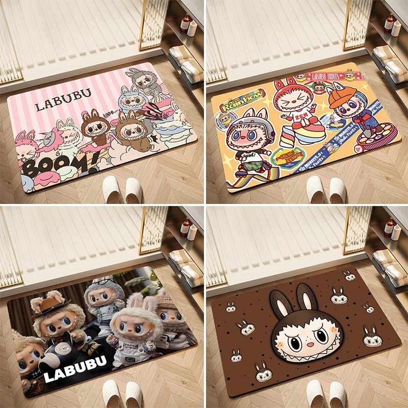 Cartoon Labubu Fllor Mat Karpet dapur Diatom Mud Floor Mats Bathroom ...
