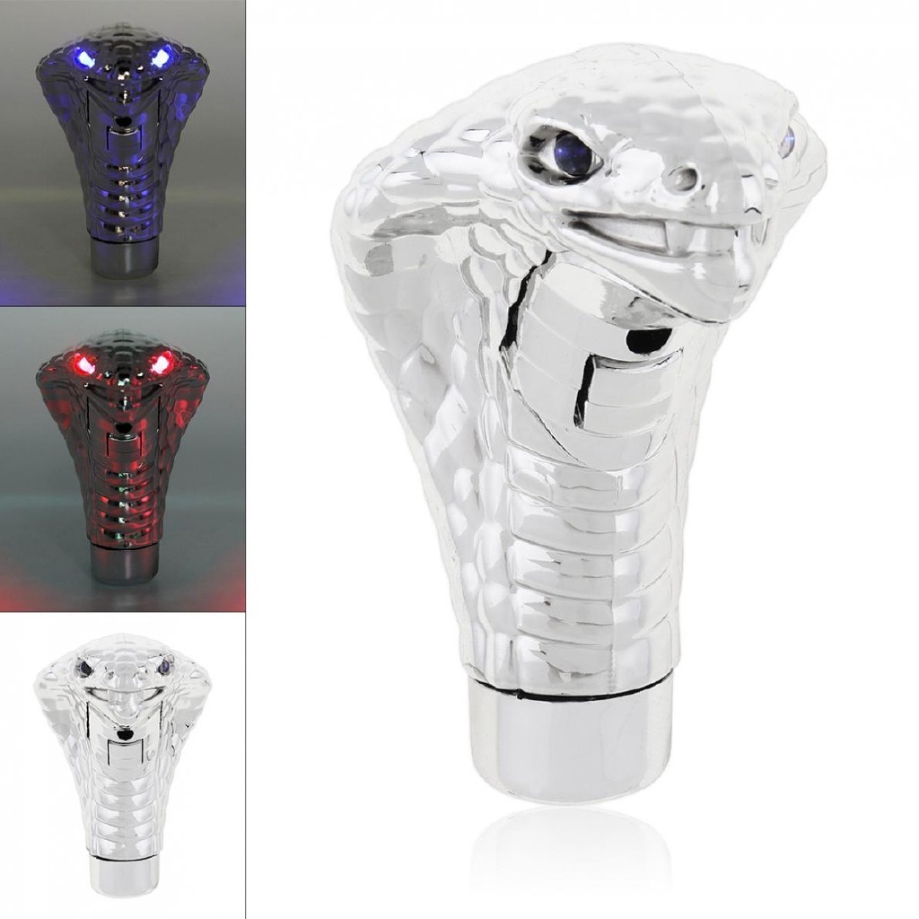 CUTE_Universal Chrome LED Eyes Car Cobra Wave Manual Gear Shift Knob ...
