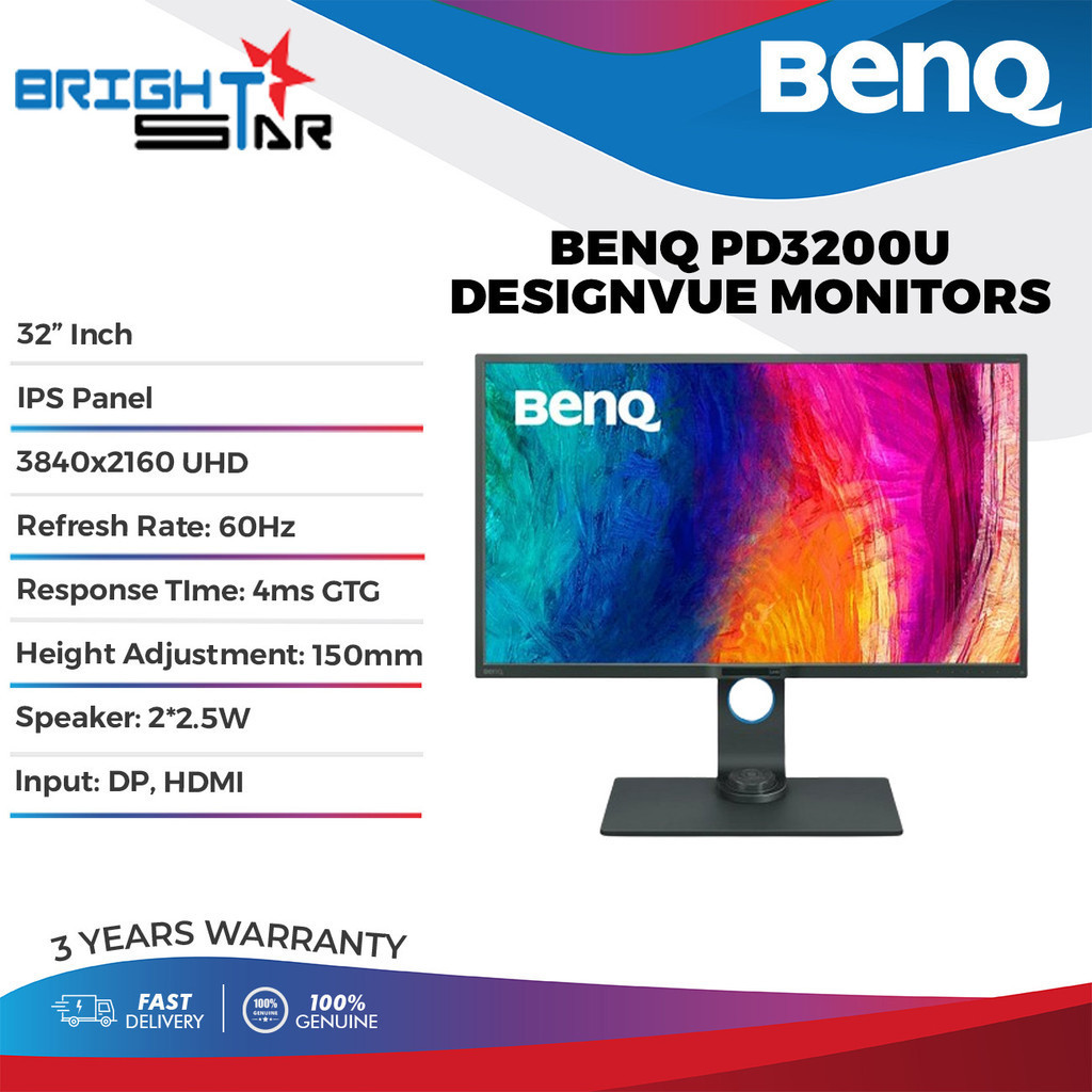BenQ PD3200U DesignVue Monitor - 32"/IPS/3840x2160/UHD/60Hz/Height ...