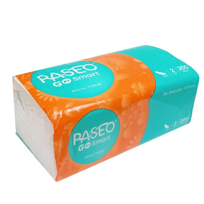 Tissue PASEO GO SMART 200 SHEETS 2 PLY SOFT PACK FACIAL TISSUE HOME ...