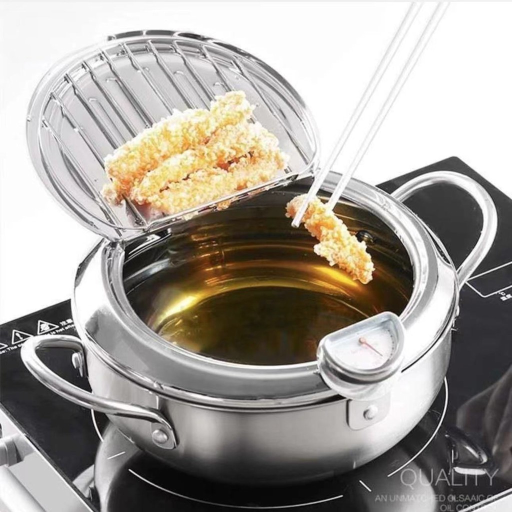GL_Tempura Fryer Japanese Deep Fryer Cooker SUS 304 with Thermometer ...