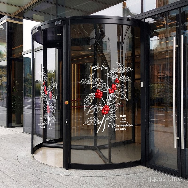 Creative Coffee Shop Glass Door Window Decoration Stickers Hand-Painted ...